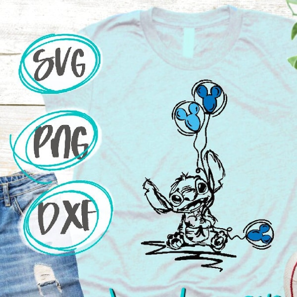 Stitch Mickey Balloon Svg - Etsy