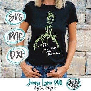 Tiana SVG Princess Sketch Valentines Cricut Cut File Disneysvg ...