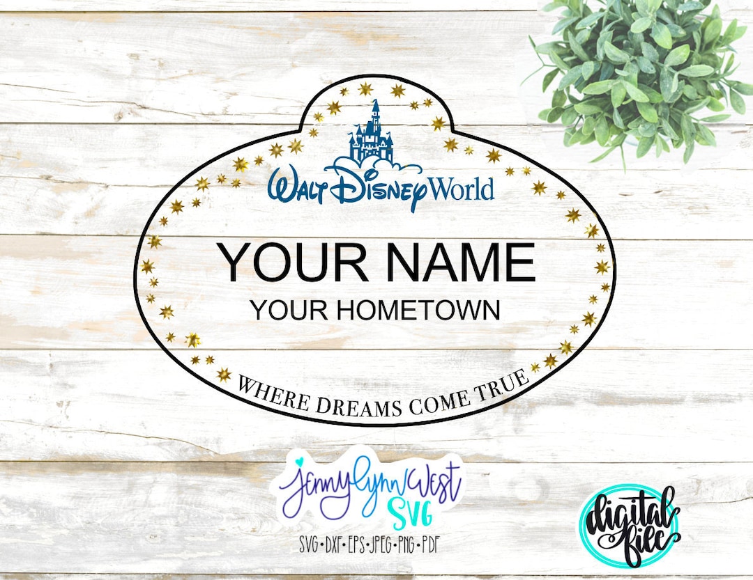 Disneyworld Cast Member Name Tag SVG Disneyworld Employee Tag Cut File ...