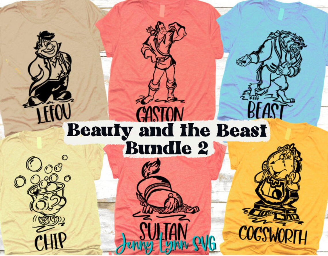 Beauty and the Beast SVG Bundle Gaston Cogsworth Chip Lefou SVG Beauty ...
