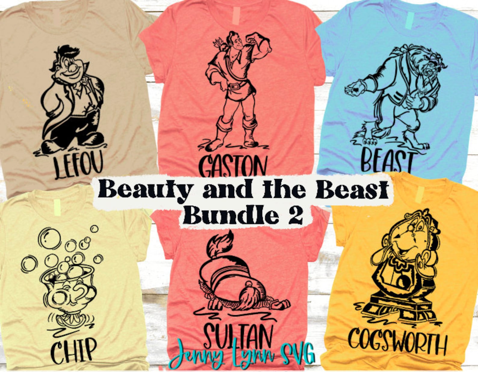 Beauty and the Beast SVG Bundle Gaston Cogsworth Chip Lefou - Etsy