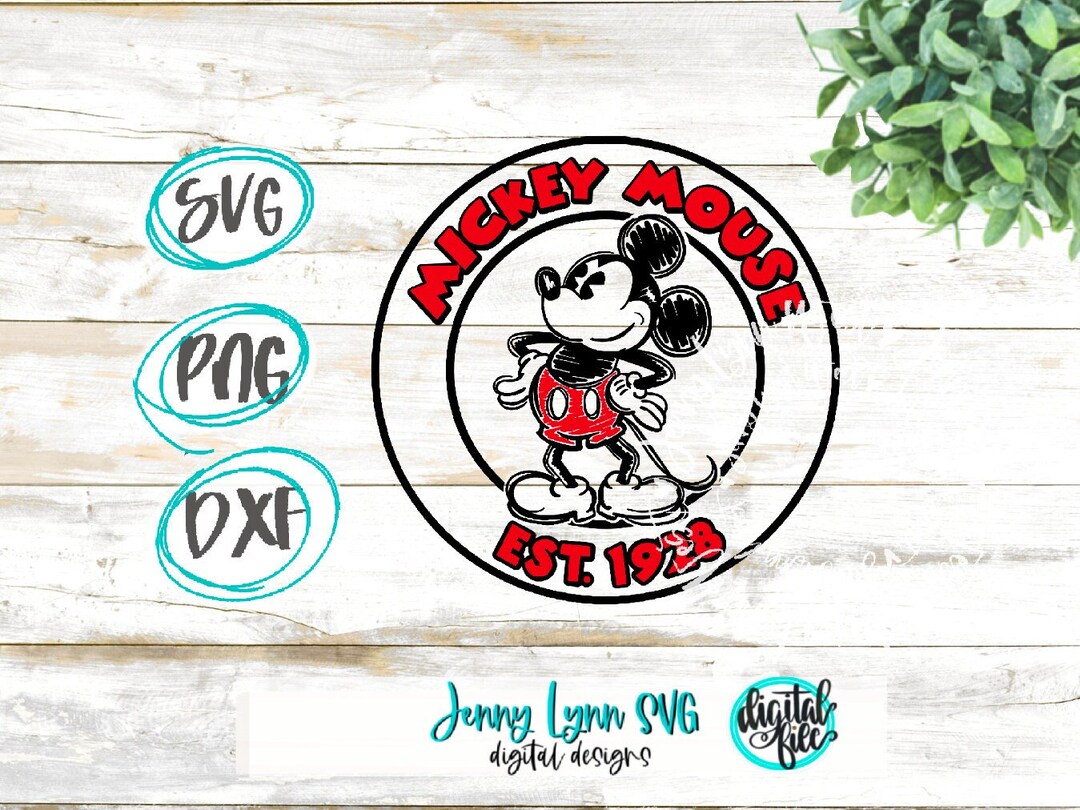 Mickey Mouse Classic SVG PNG Dxf Classic Mickey Mouse Sketched 1928 ...
