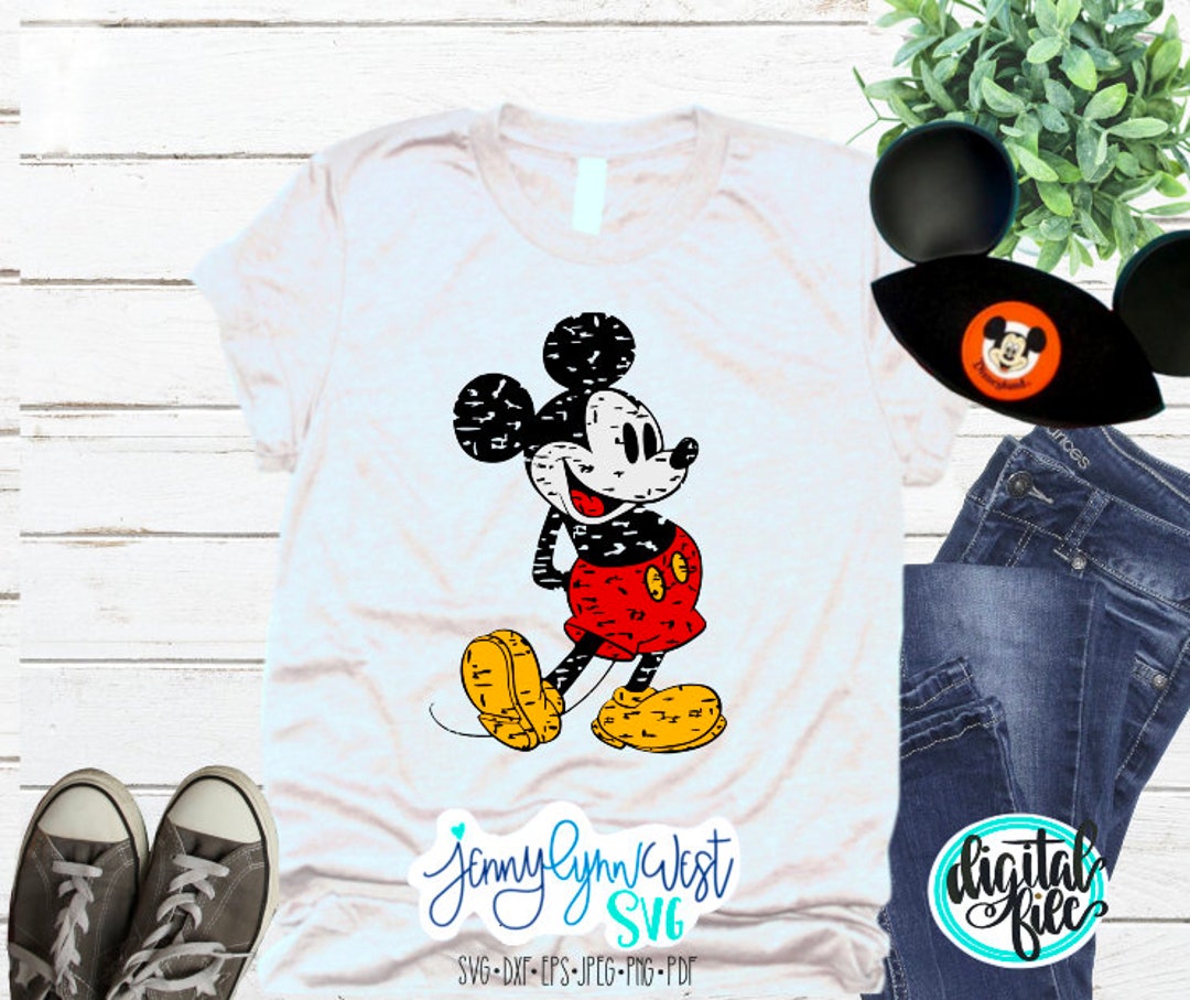 Mickey Mouse Distressed SVG Sublimation PNG Classic Mickey Mouse Cut ...