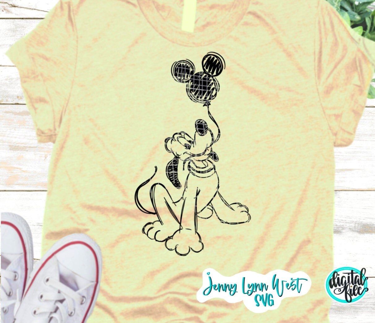 Pluto at the Park Balloon SVG PNG Dxf Classic Pluto Sketched | Etsy UK