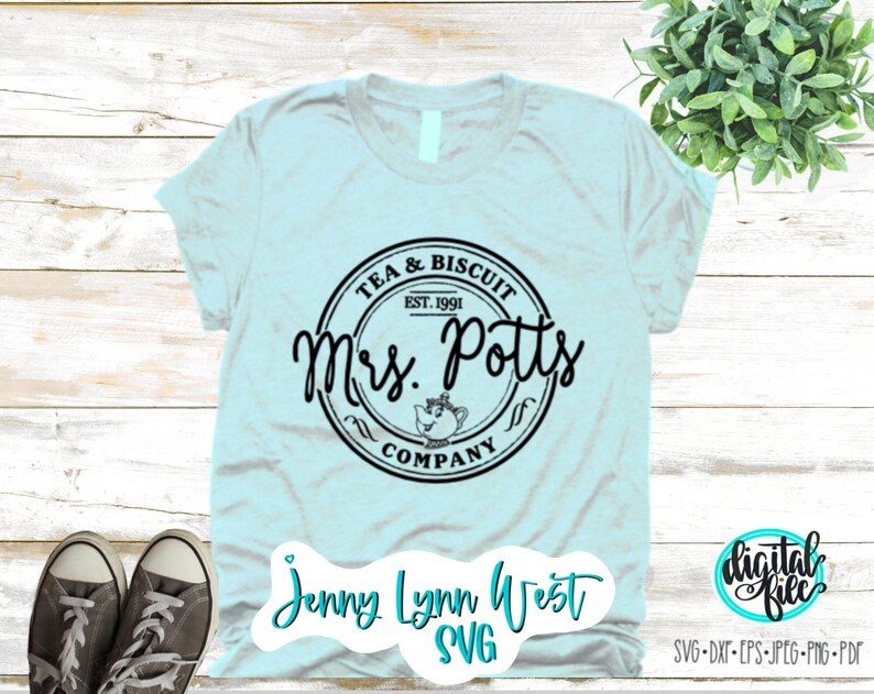 Mrs. Potts Tea Biscuit Company SVG Beauty and Beast Shirt Silhouette ...