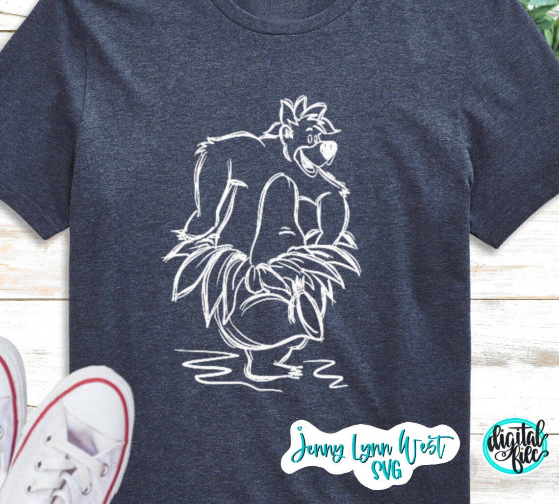 Jungle Book Baloo SVG Disneysvg Baloo Sketch Silhouette Cricut - Etsy