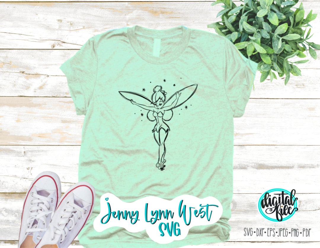 Tinker Bell Sketch SVG Tink Digital File Iron on Cricut SVG Shirts SVG ...