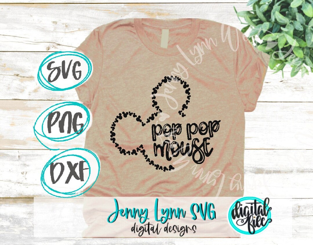 Pop Pop Mouse SVG Papa Mickey Head Digital File SVG Hand Lettered ...