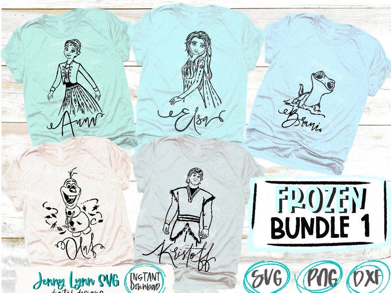 Frozen Family SVG Bundle: Elsa, Anna, Olaf, Kristoff, Bruni (digital ...