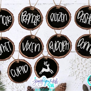 Christmas SVG Reindeer Round Size SVG Ornaments, Christmas Tags Circle ...