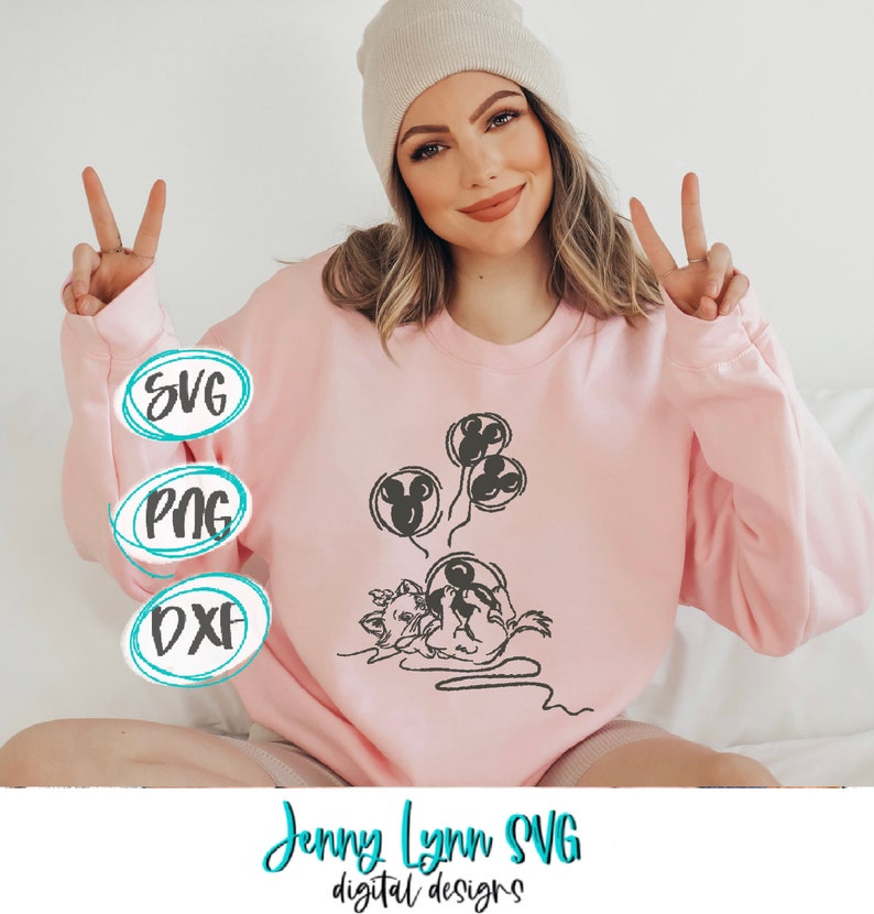 Marie Cat Sketched SVG: Aristocats, Balloons, Cricut, Glowforge (PNG ...