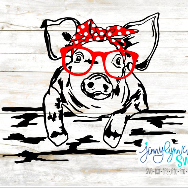 Pig With Glasses Svg - Etsy