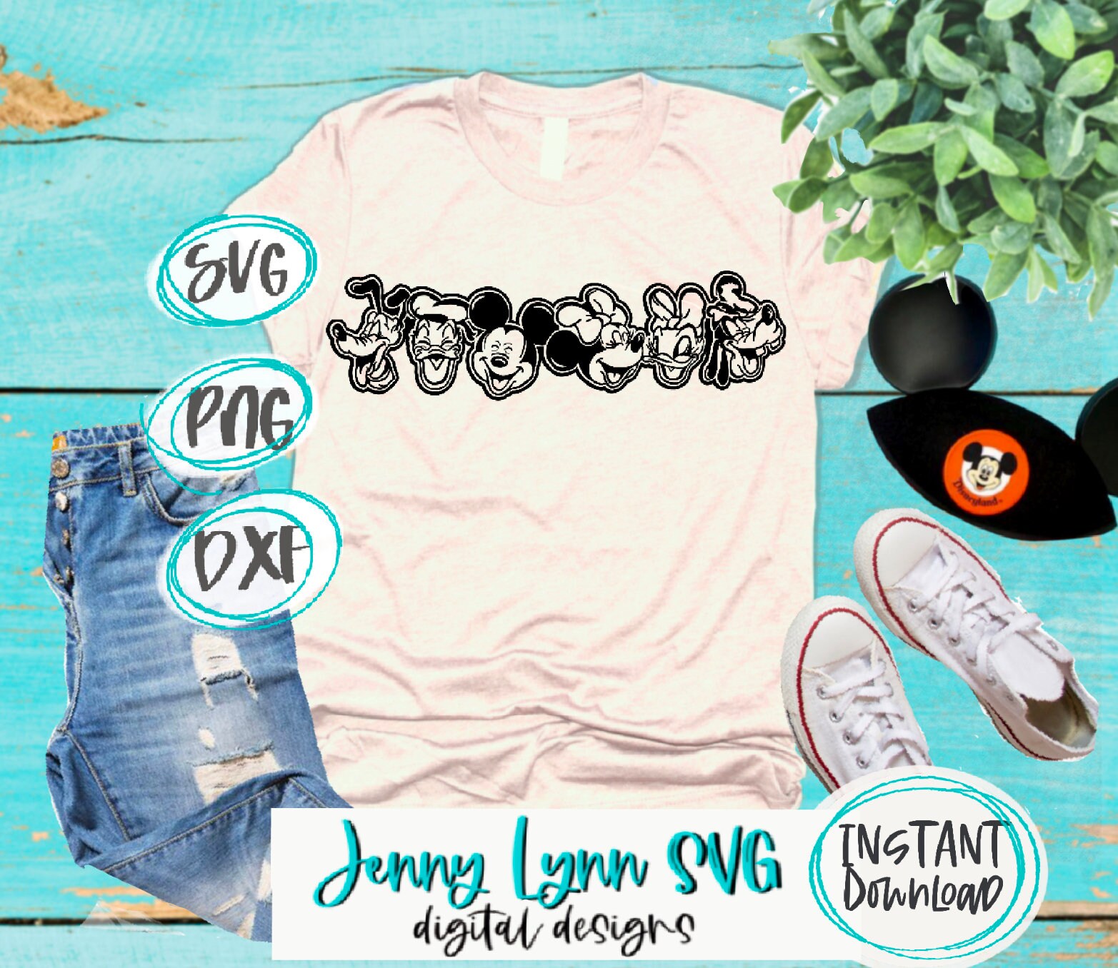 Mickey and Friends Mouse Gang Heads SVG Disneyworld PNG Dxf Mickey ...
