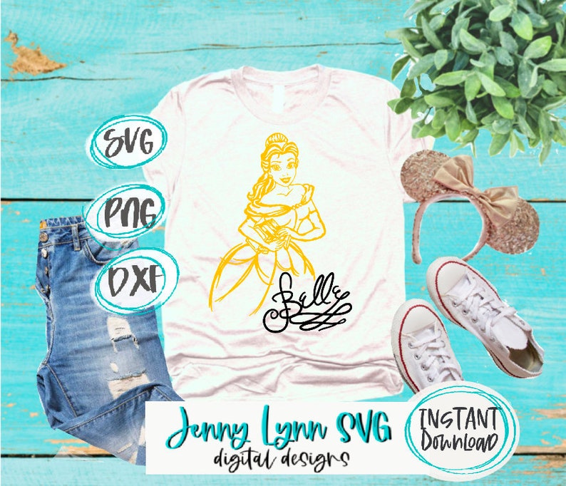Princess Belle SVG Sketch Signature SVG PNG Dxf Beauty and the Beast ...