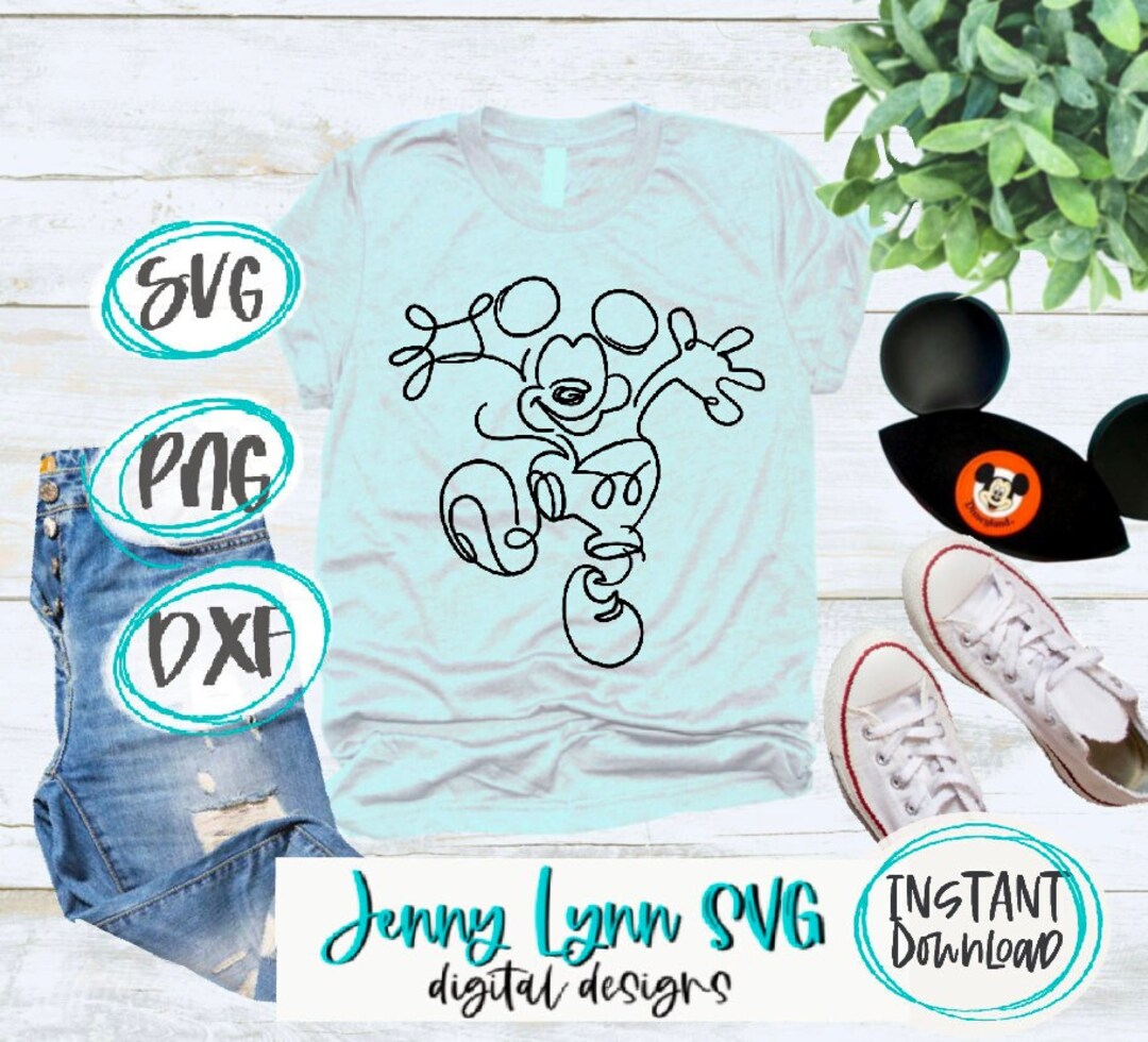 Mickey Mouse Line Art SVG Mickey Mouse Minimalistic Svg Cricut Cut File ...