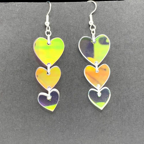 Frosted Pink Nesting Hearts Acrylic Earrings Laser Cut Heart | Etsy