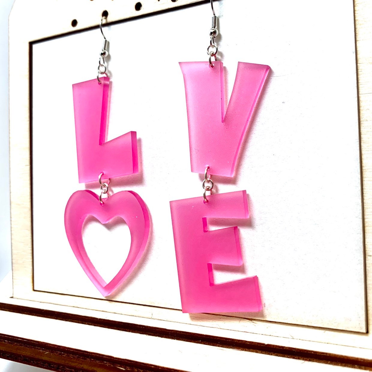 LOVE Letters Valentine's Day Acrylic Earrings, Laser Cut Statement ...