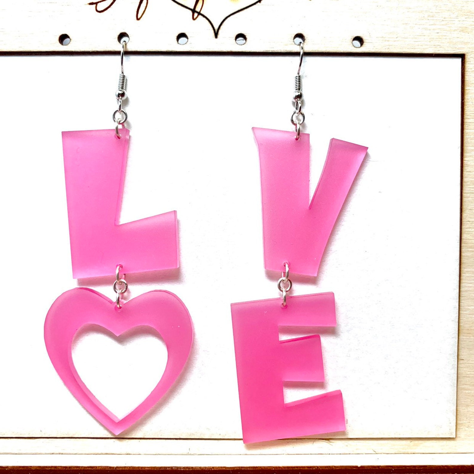 LOVE Letters Valentine's Day Acrylic Earrings, Laser Cut Statement ...