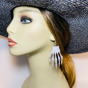 Large Wiggling Skeleton Hands Acrylic Earrings, Halloween Statement ...