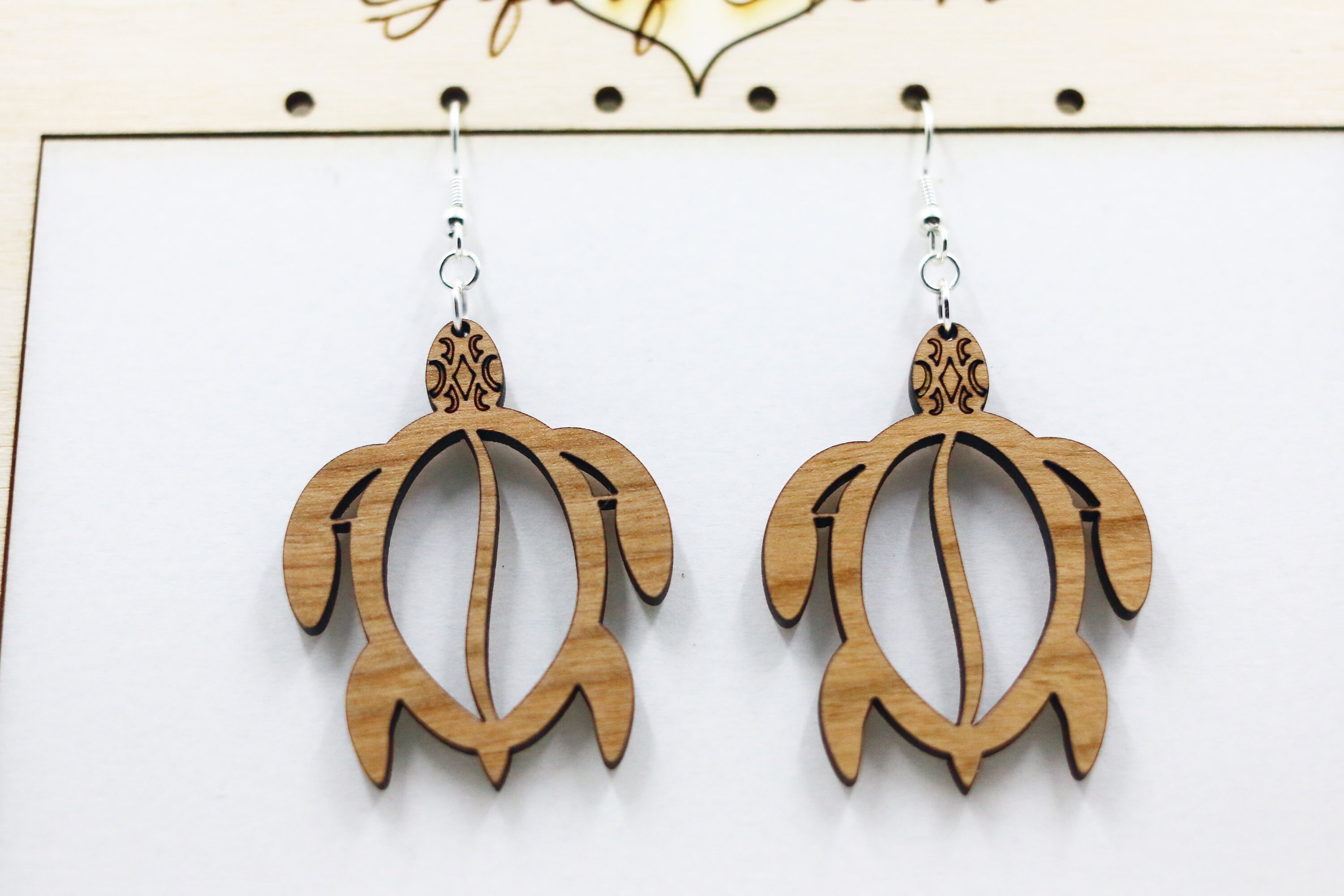 Laser Cut Sea Turtle Wood Earrings Dangle Tortoise Hawaiian - Etsy