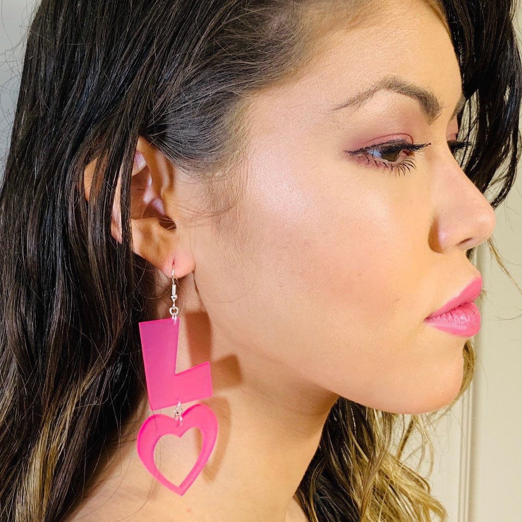 LOVE Letters Valentine's Day Acrylic Earrings, Laser Cut Statement ...