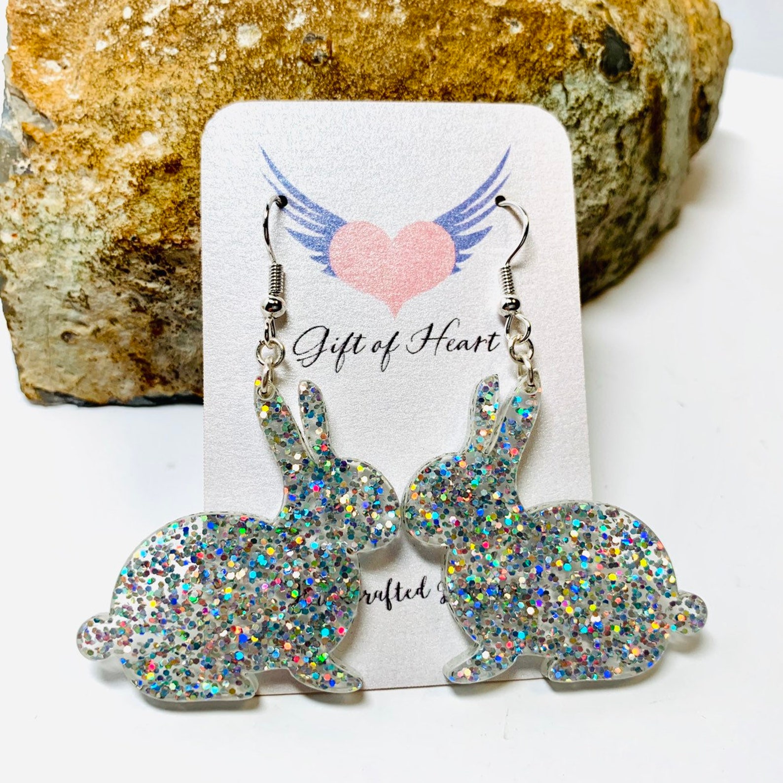 Laser Cut Rainbow Glitter Rabbit Acrylic Earrings Easter - Etsy