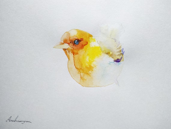 Summer Tanger Birds Watercolor Artwork Handmade Painting | Etsy