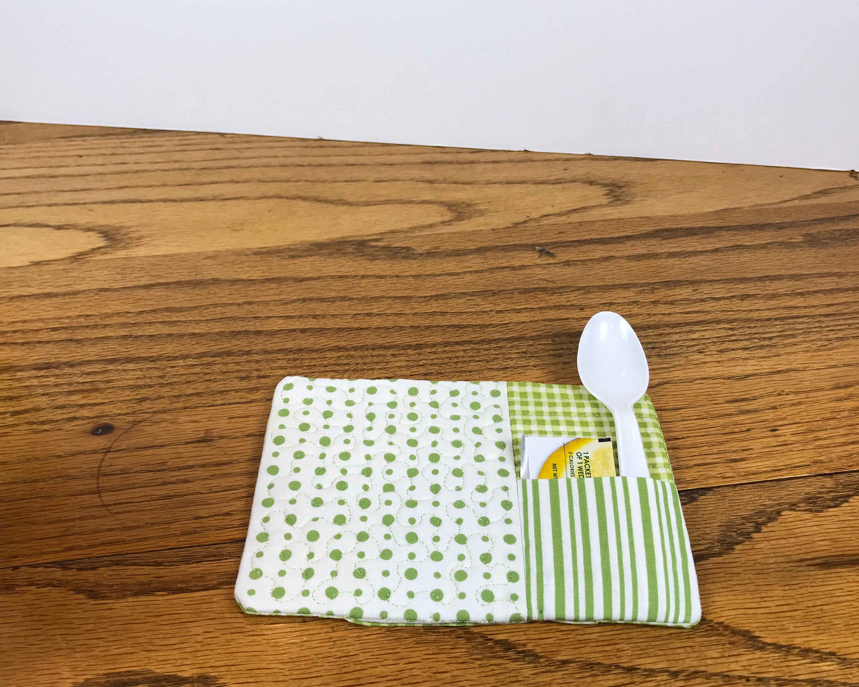 Retro Green Mug Rug Large Coaster Snack Mat. Quilted Mug | Etsy