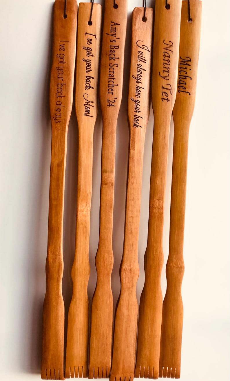 Personalized Walnut Finish- Bambo Wood Back Scratcher: Engraved Gift - Etsy