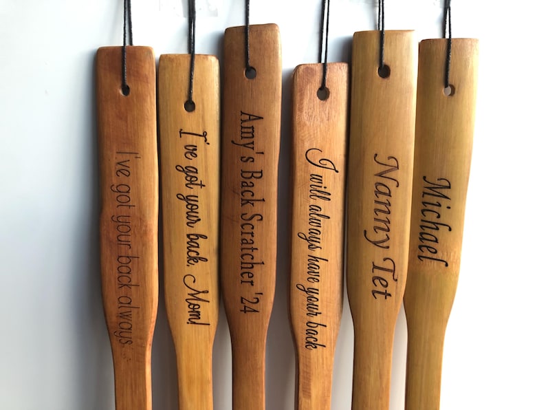 Personalized Walnut Finish- Bambo Wood Back Scratcher: Engraved Gift - Etsy