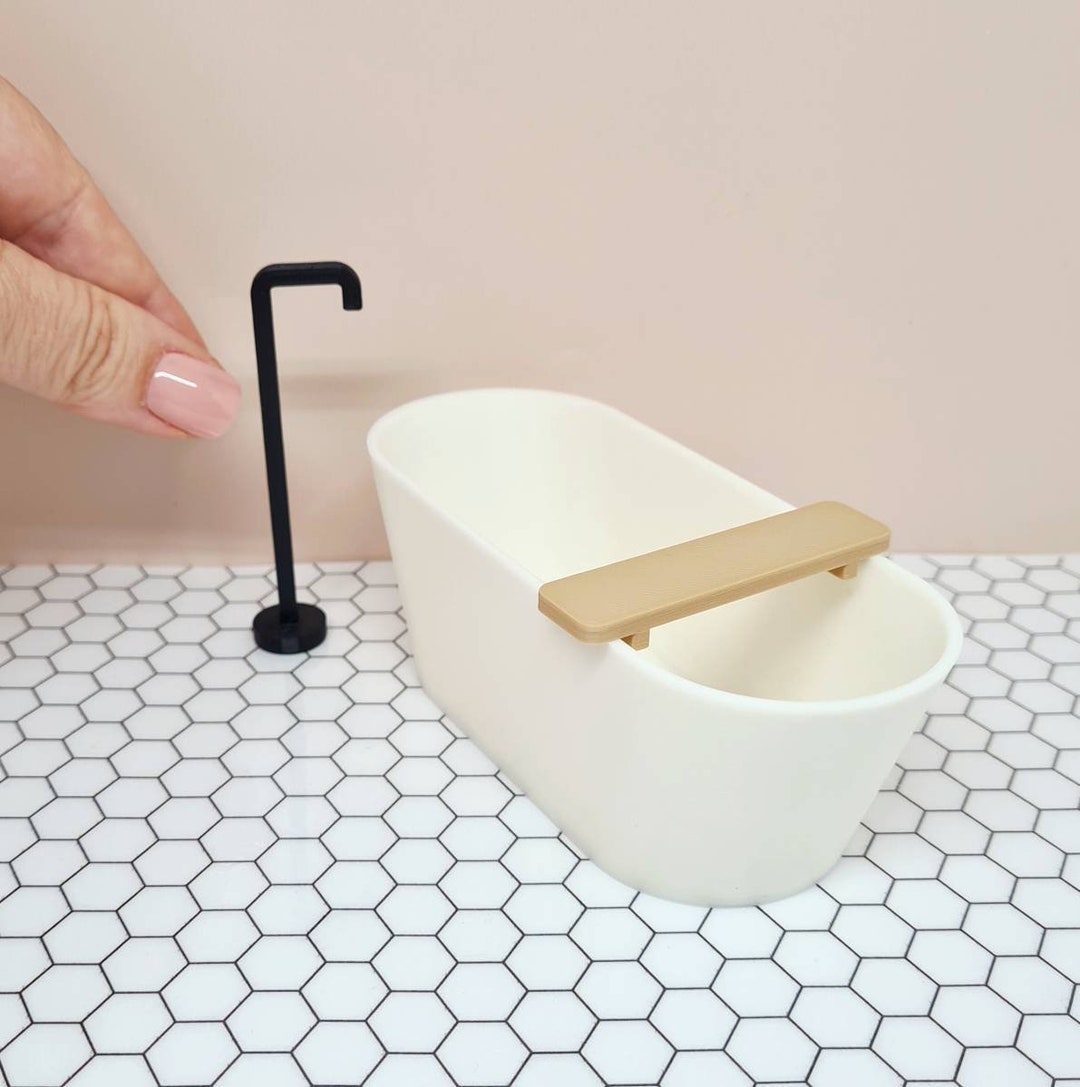 Dollhouse Bathtub Set, 1:12 Scale, Modern Miniatures, Bathroom ...