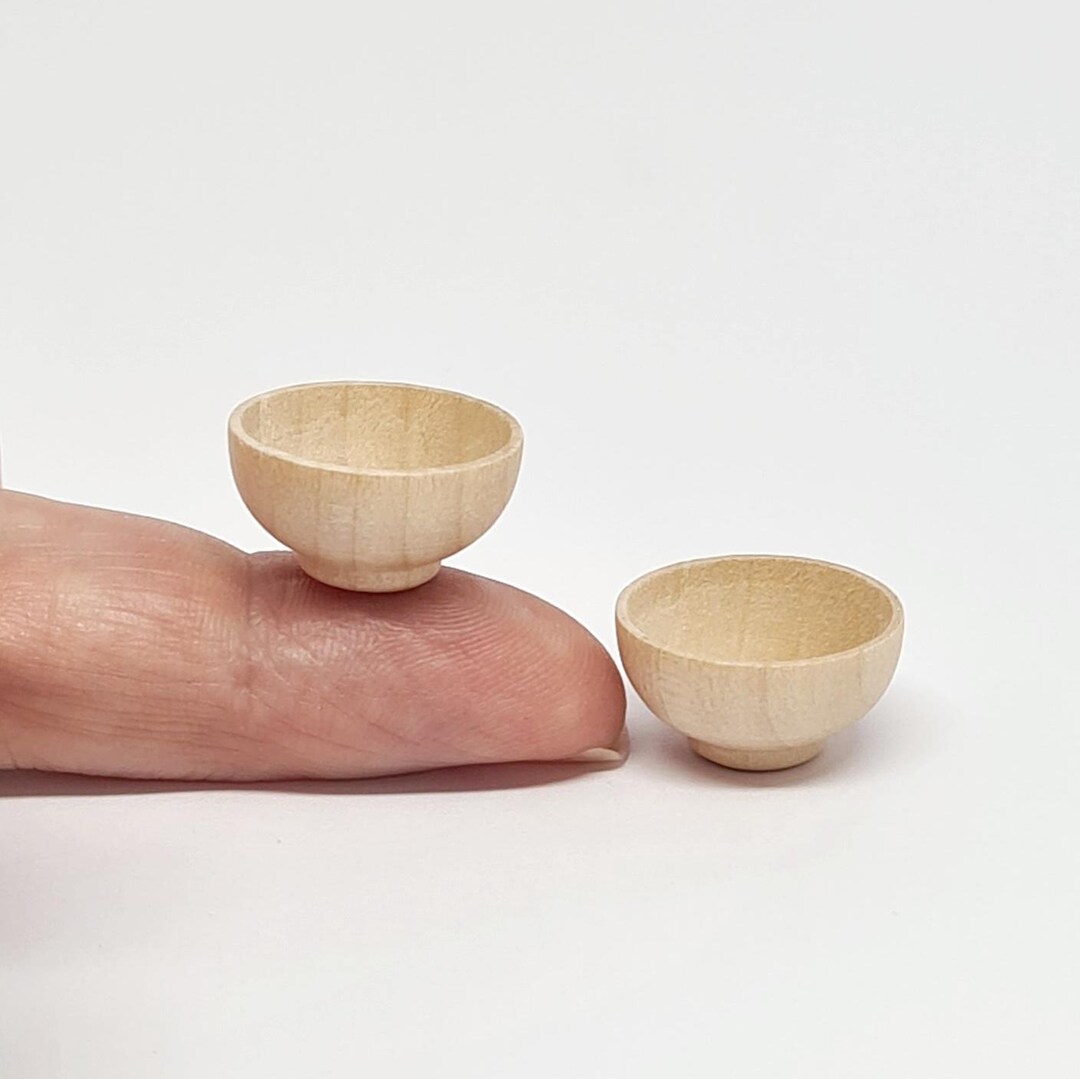 Miniature Wooden Bowls, Set of 2, 1:12 Scale, Modern Miniatures ...