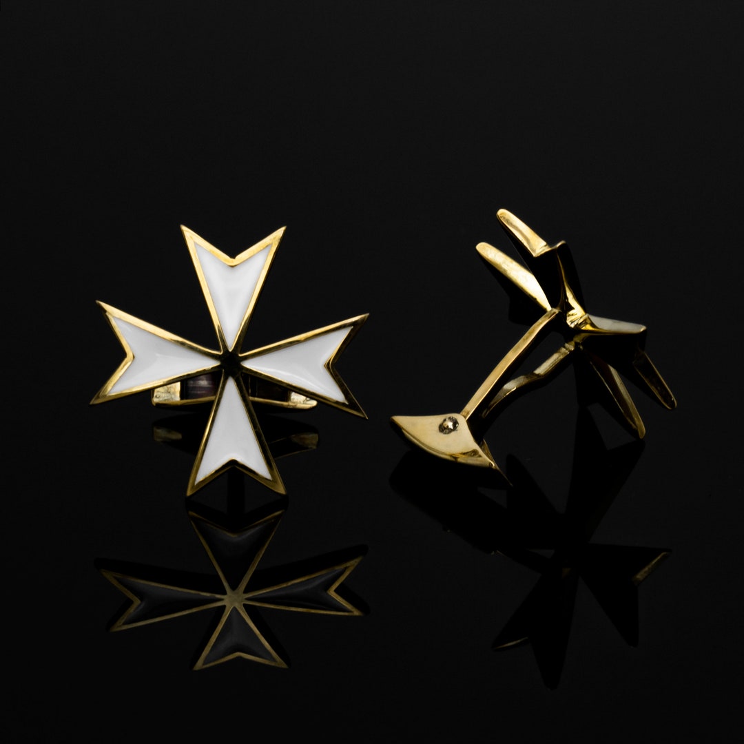 Maltese Cufflinks / Malta Cross / White Enamel Cross / Tuxedo Cufflink ...
