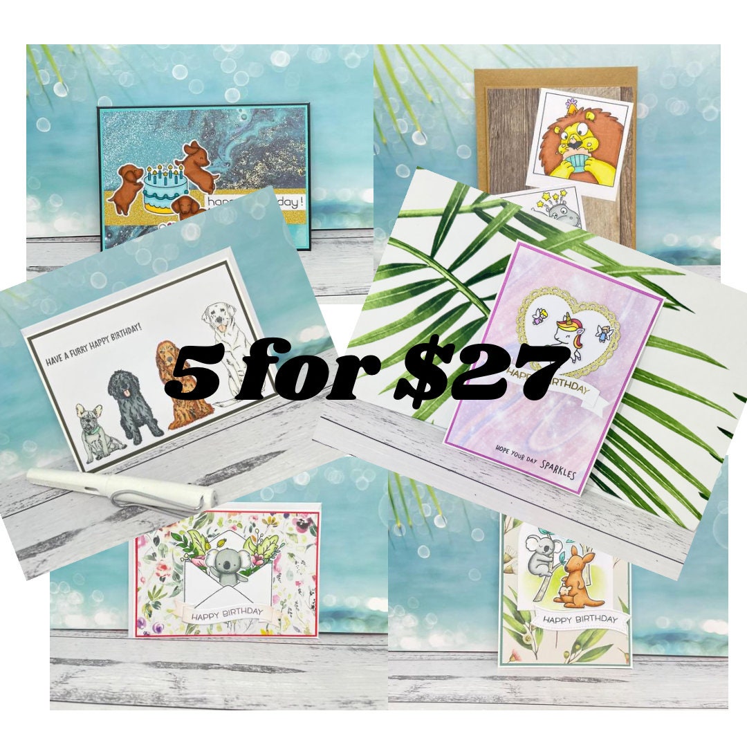 Surprise Birthday Fun: 5 Animal Themed Cards Pack - Etsy