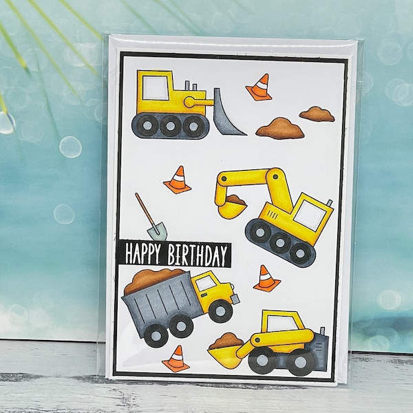 Bulldozer Birthday Card - Etsy