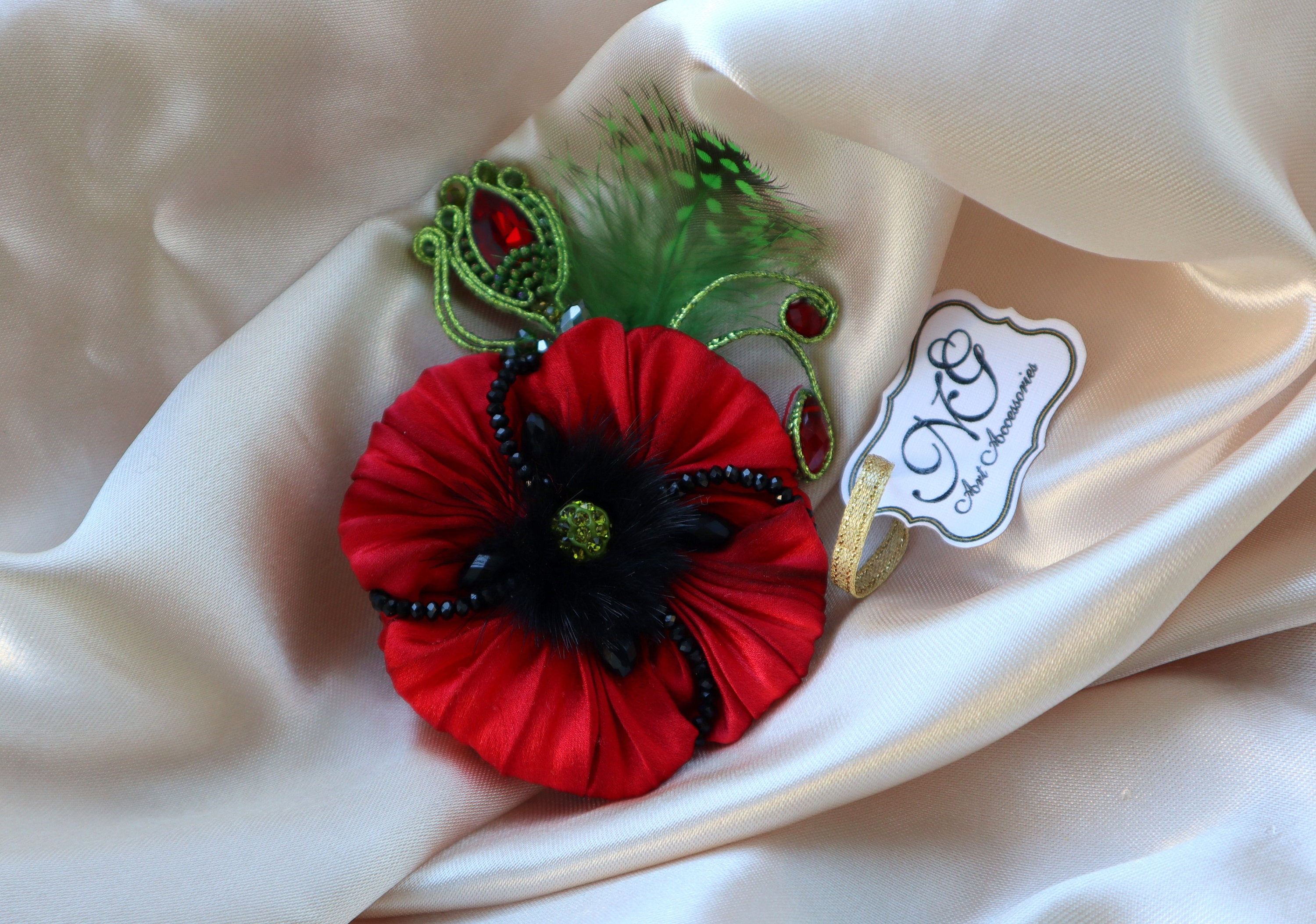 Poppy Brooch, Handmade Shibori, Poppy Brooch for Her, Shibori Jewelry ...