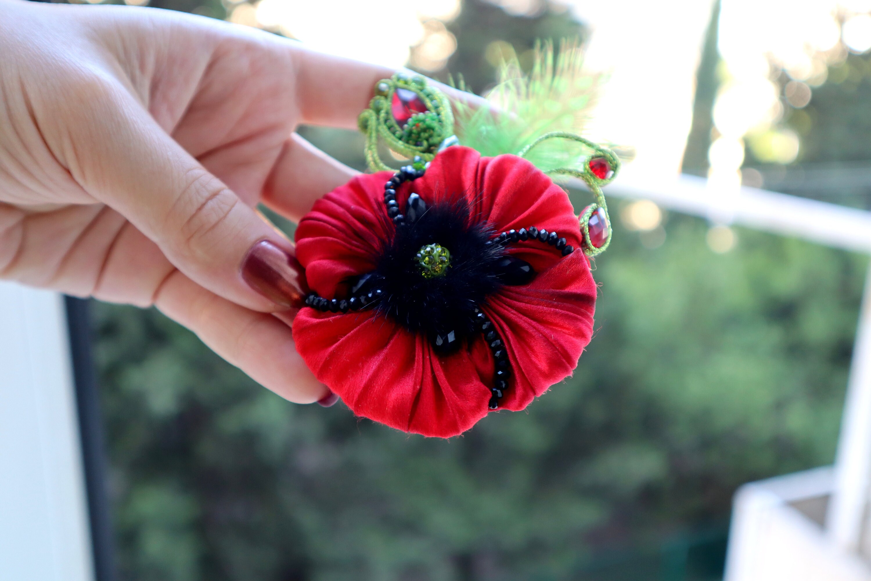 Poppy Brooch, Handmade Shibori, Poppy Brooch for Her, Shibori Jewelry ...