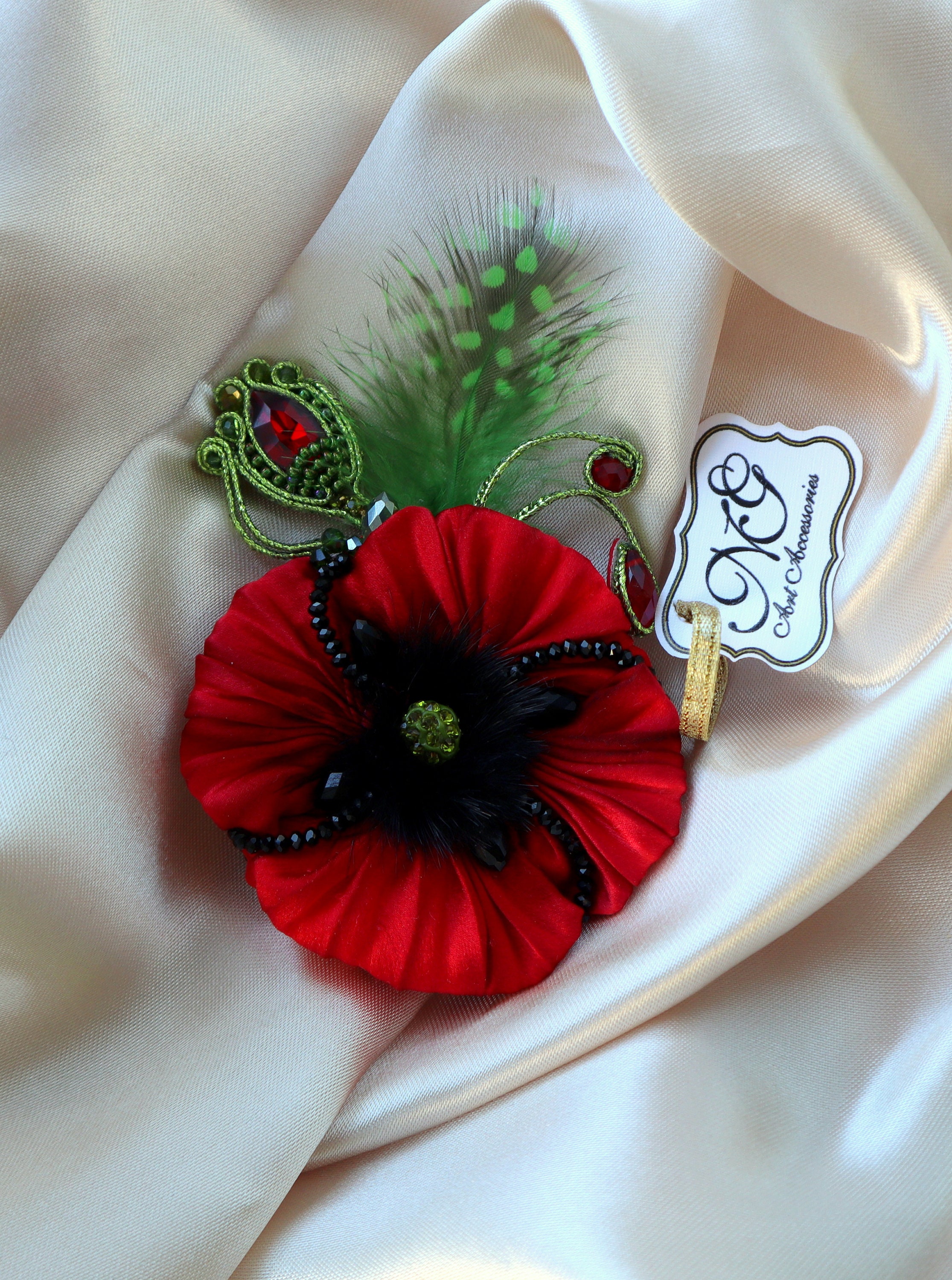 Poppy Brooch, Handmade Shibori, Poppy Brooch for Her, Shibori Jewelry ...