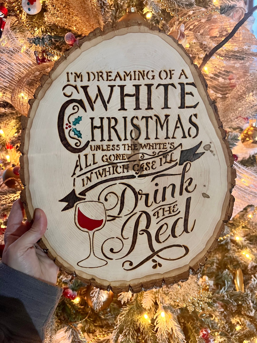 Large White Wine Christmas Sign - Etsy UK
