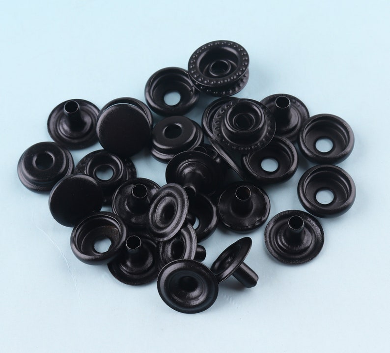 100sets 10mm/12mm Black Snap Studs Spring Fastener Snap Buttons Popper ...