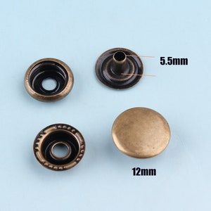 Snap Buttons 50 Sets 12mm Antique Bronze Snap Buttons Snap Popper ...