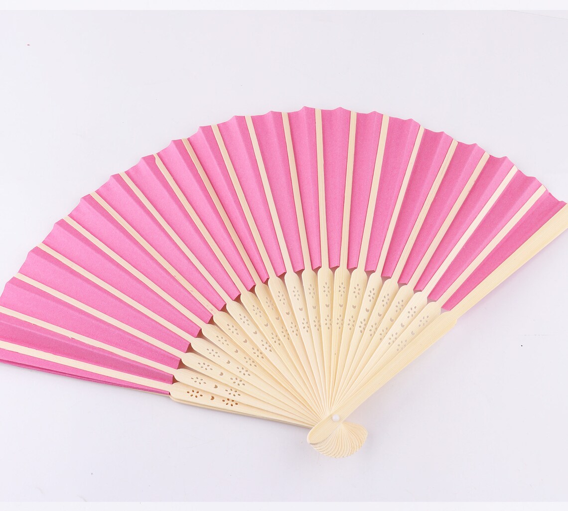 Hand Fans Chinese Paper Fans Hot Pink Fans Bamboo Folding Fans | Etsy