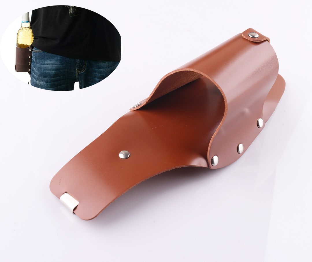 Leather Beer Holster Beer Portable Carrier Brown Color Travel Beer ...