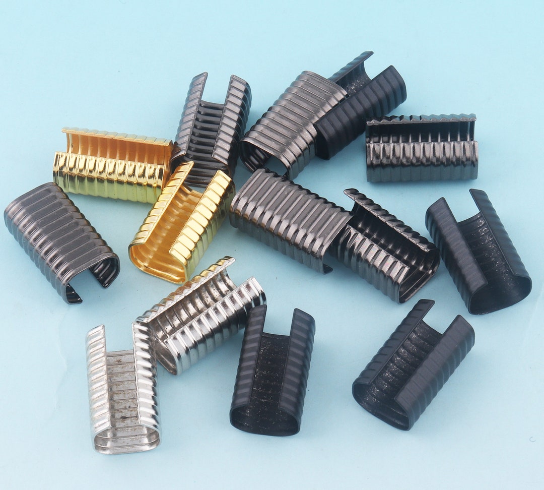 20mm Silver Ribbon End Crimps Ribbon End Clamp Crimp Fasteners Closures ...
