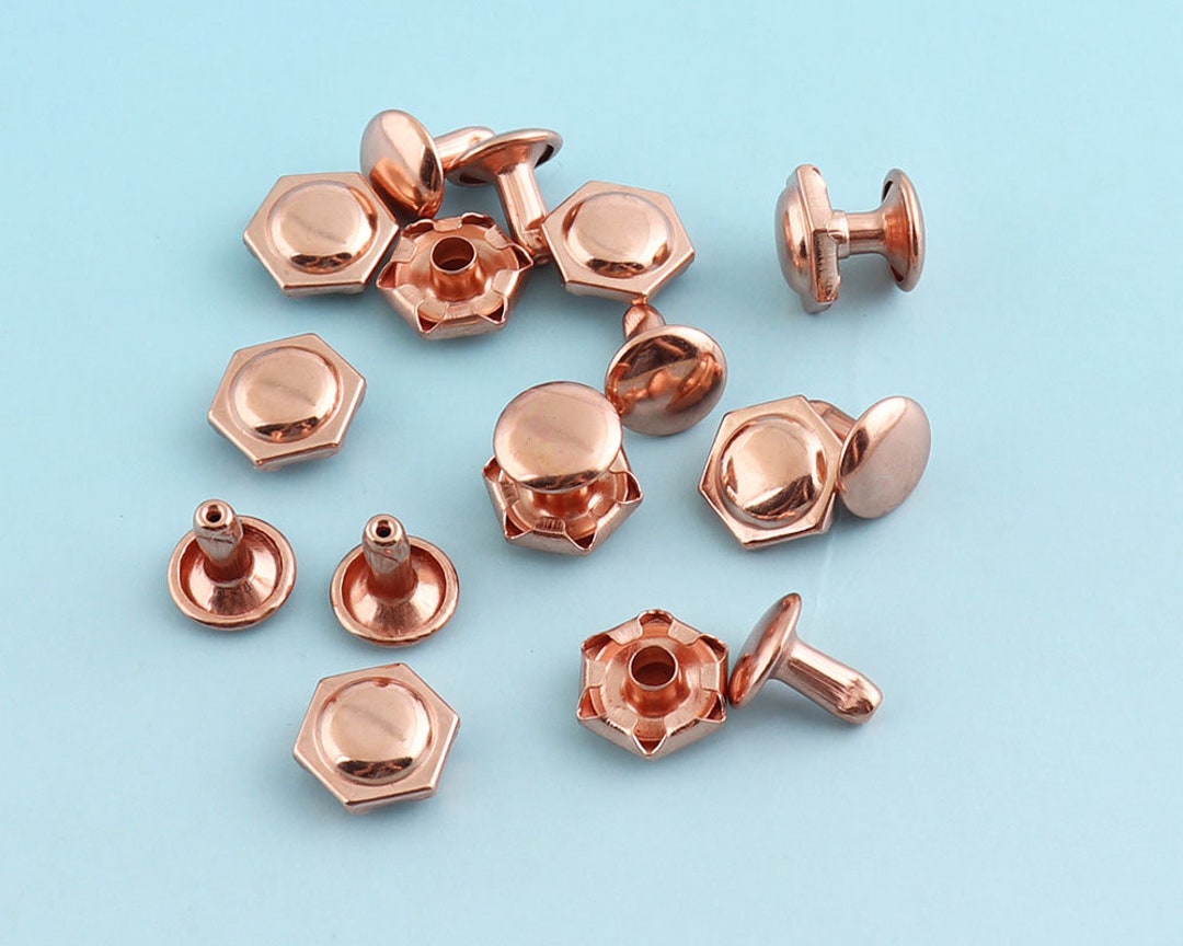 Rectangle Rivets 100ppcs 11*9mm Rose Gold Rivets Metal Button Double ...