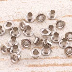100sets Silver Eyelet 1/4" Mini Round Grommet Eyelet for Sewing Bead ...