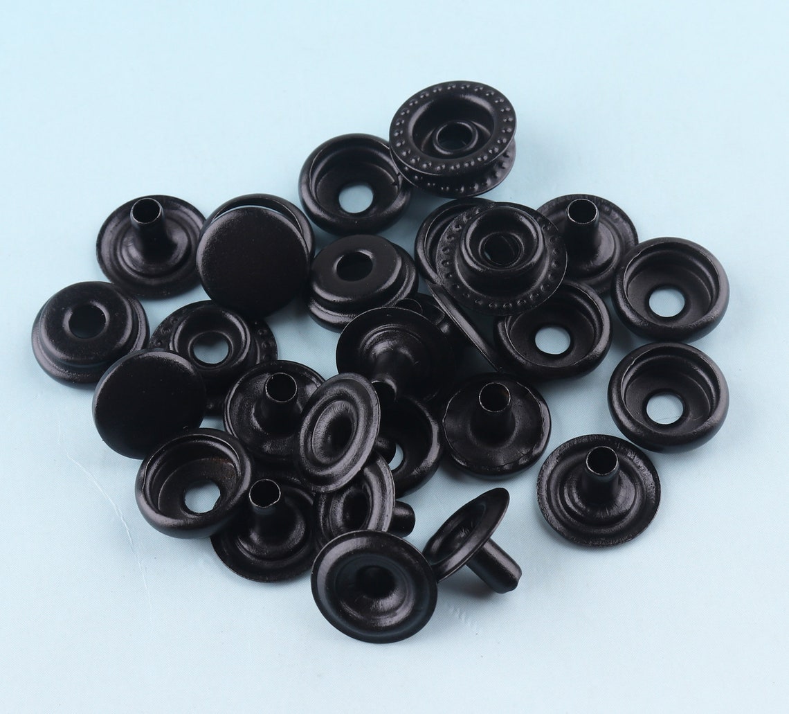 100sets 10mm/12mm Black Snap Studs Spring Fastener Snap Buttons Popper ...