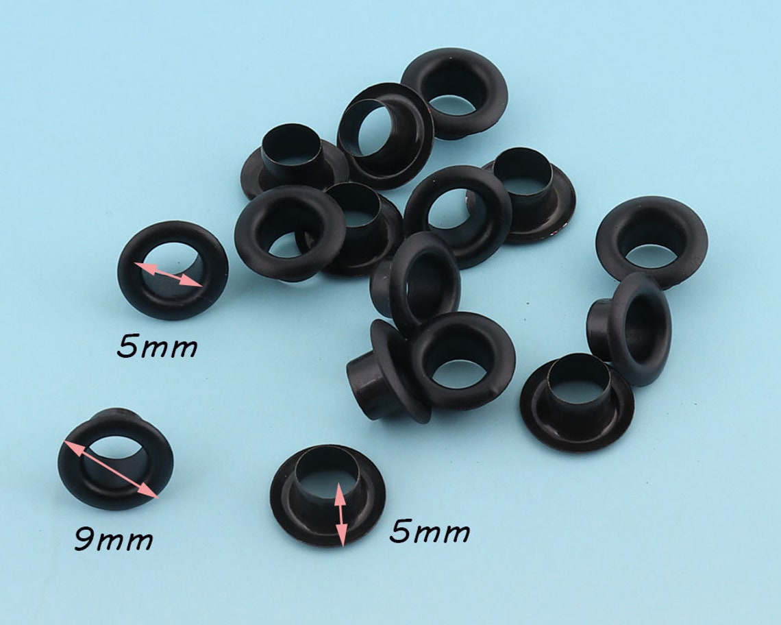 Black Eyelets 100pcs 9mm Round Grommet Eyelets Metal/COPPER | Etsy