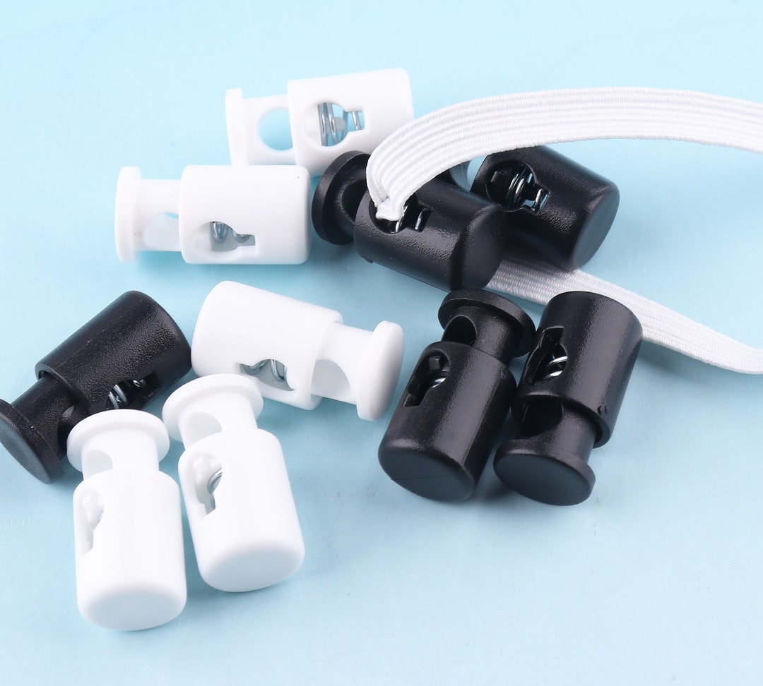 50pcs 20*7mm Rope Cord Stopper Black Plastic Cord Lock for Elastic Cord ...