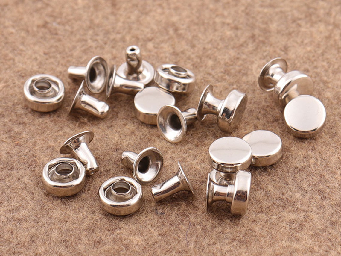 50sets 7mm Mini Silver Rivets Metal Button Double Capped | Etsy